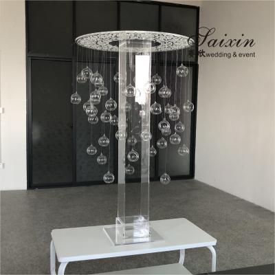 China Clear Acrylic Laser Cut Candle Support Stand 150cm H Wedding Table Centerpiece for sale