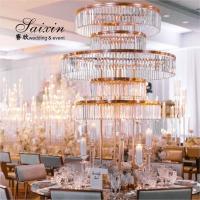 China ZT-553 Saixin Custom Luxury Tall Five Tier Circle Crystal Centerpiece 180cm Gold Silver for sale
