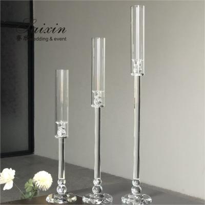China Saixin Wholesale Luxury 3-Piece Single Crystal Candle Holders 63-93cm for Wedding Decor for sale