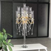 China Gold Tall Crystal Candelabra Centerpiece 130cm Wedding Decoration ZT-267G for sale