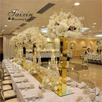China Gold Mirror Acrylic Flower Stand Display Rack 120cm Tall Wedding Centerpiece for sale
