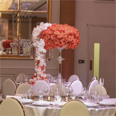 China Tall Clear Crystal Flower Stand Vase 85cm for Wedding Event Decoration Centerpiece for sale
