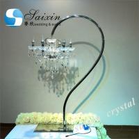 China Gold Crystal Chandelier Wedding Table Centerpiece 140cm H x 90cm W Metal Stand Decoration for sale