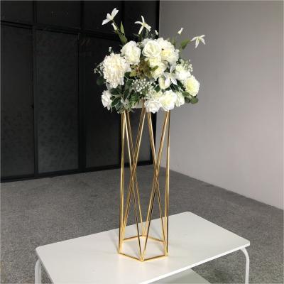 China Metal Plant Stand Gold Flower Pot Stand 100cm Tall Wedding Centerpiece Decor for sale