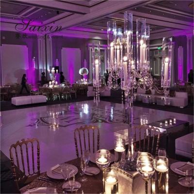 China 9-Arm Crystal Candelabra Wedding Centerpiece - 120cm Height × 55cm Width Glass Table Decor for sale