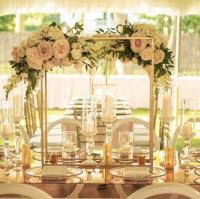 China ZT-439 Gold Metal Flower Arrangement Stand 120cm H for Wedding Hall Decoration for sale