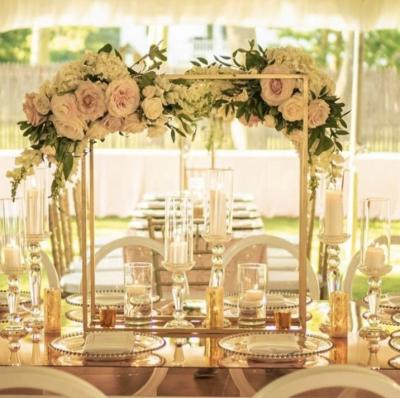 China ZT-439 Gold Metal Flower Arrangement Stand 120cm H for Wedding Hall Decoration for sale