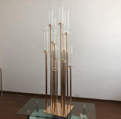 China Gold Metal Candle Holder for Wedding Table Centerpiece 165cm Tall for sale