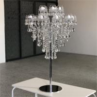 China Luxury 15 Head Crystal Beaded Candle Stand 126cm for Wedding Table Centerpieces for sale