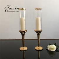 China ZT-014G Single Crystal Golden Metal Candles Holder 45cm Height Wedding Centerpieces with 20pc Carton Packaging for sale