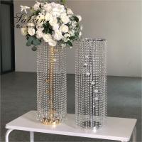 China Crystal Flower Stand for Wedding Table Centerpieces 83cm Metal Crystal for sale