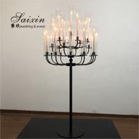 China ZT-361B 25-Arm Black Metal Candelabra 150cm Tall Wedding Table Centerpiece for sale