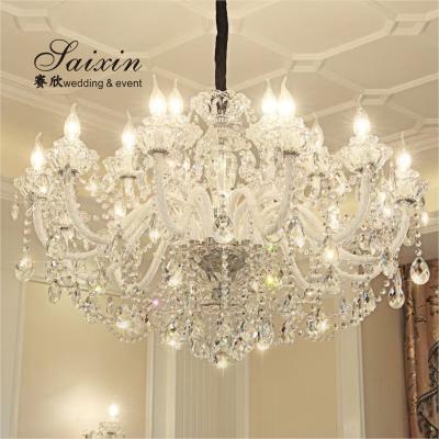 China White Crystal Chandelier Ceiling Lamp 100CM - Crystal & Metal Wedding Event Lighting with Warm White Light Options for sale
