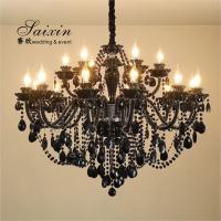 China Black Crystal Chandelier 100x100cm for Wedding Events and Home Decor with White/Warm Lighting Options for sale