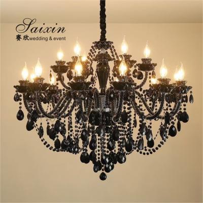 China Black Crystal Chandelier 100x100cm for Wedding Events and Home Decor with White/Warm Lighting Options for sale