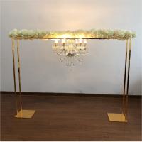 China 1.8m Gold Metal Flower Stand with Battery Crystal Chandeliers - 130cm Height Wedding Table Decoration for sale