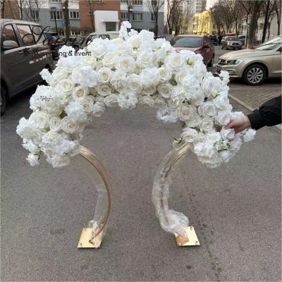 China Custom Artificial Flower Wedding Arch 1m x 40cm Metal Plastic Decoration for Events and Parties for sale