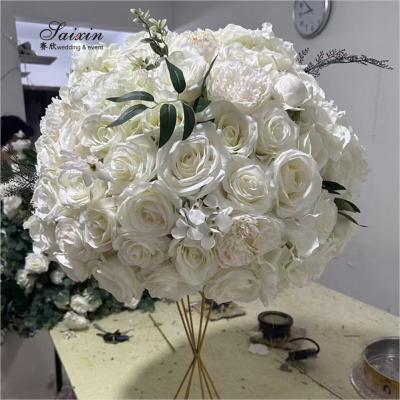 China 55 cm White Wedding Artificial Flower Ball Centerpiece - Custom Size Plastic Table Decor for sale