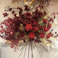 China SX-F010 Artificial Flower Bouquet 50-70cm Silk Fabric Wedding Arrangement in Multiple Colors for sale