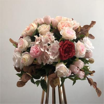 China Custom Pink Artificial Flower Ball Arrangement - Silk Fabric & Foam Construction for Wedding Decorations - Multiple Color Options for sale