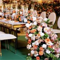 China Custom Silk Floral Table Runner for Wedding Sweetheart Tables - White/Red/Pink/Purple Colors with Foam Backing for sale