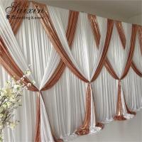 China White Gold Double Cloth Wedding Backdrop Curtain 300x600cm Custom Decor Drapes for sale