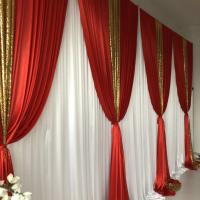 China Silk Wedding Backdrop Curtain with Cross Valance Design - 300cm x 600cm Size, Custom Colors Available for Party Decorations for sale