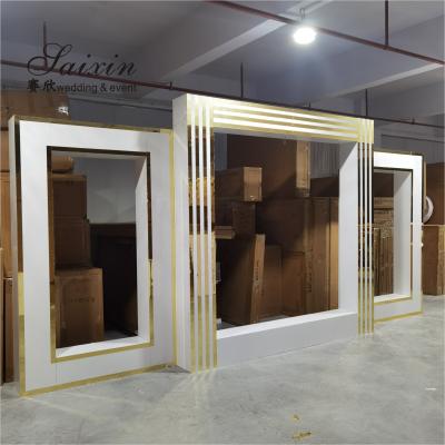 China 3-Piece White Acrylic Wedding Backdrop Set - 570cm x 270cm Customizable Size for Stage Decoration for sale