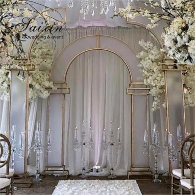 China White Membrane Gold Arch Door Frame 200cm x 260cm Wedding Backdrop for Events and Decorations for sale