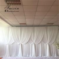 China New design double drape white cloth curtains cross valance for wedding Decorative backdrop for sale