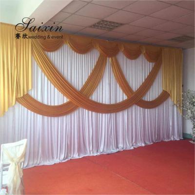 China Wholesale Silk Drape Cloth Curtains Valance 300x600cm for Wedding Stage Backdrop for sale