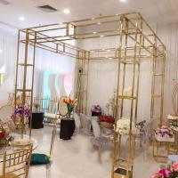 China Wholesale Luxury Golden Stainless Steel Chuppah Wedding Arch 300cm x 300cm for Events for sale