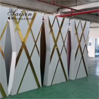 China White Acrylic Wedding Stand with Gold Design 240cm H 120cm W for Hall Decor for sale