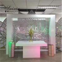 China White Acrylic Fabric Arch Wedding Backdrop Stand 3m x 2.4m Customizable for sale