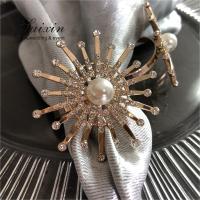 China Ray Gold Metal Pearl Napkin Ring Set 6cm Width for Wedding and Party Table Settings for sale