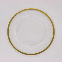 China 33CM Clear Acrylic Charger Plate with Gold Beaded Rim for Wedding Table Decor for sale