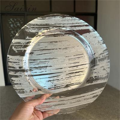 China 33 cm Glass Charger Plates for Wedding Table Decor - Clear, Gold, Silver Options for sale