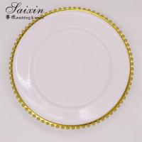 China 33cm Gold Beaded Acrylic Charger Plate - Clear Plastic Wedding Table Decoration with Custom Color Options for sale