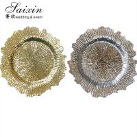 China 33 cm Acrylic Gold Charger Plate for Wedding Decor - Custom Color Plastic Plate with 1 Piece Packaging for sale
