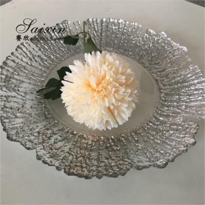 China ZT-P056 Clear Silver Rim Glass Charger Plate 33cm Diameter for Wedding & Home Decor for sale