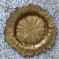 China ZT-P042 Gold Glass Charger Plate 33cm Diameter for Wedding Party Table Decoration - 18 Piece Carton for sale