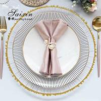 China ZT-P053 Glass Charger Plates 32cm with Gold Rim - Set of 6 for Wedding & Event Table Decor for sale