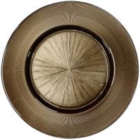 China 13 Inch Brown Glass Charger Plates - 32cm/27cm/21cm Sizes for Wedding & Event Table Settings for sale