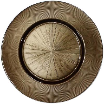 China 13 Inch Brown Glass Charger Plates - 32cm/27cm/21cm Sizes for Wedding & Event Table Settings for sale