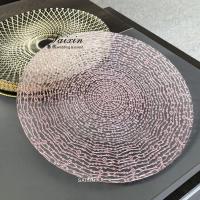 China 32cm Transparent Pink Glass Charger Plate for Wedding Party Decoration for sale