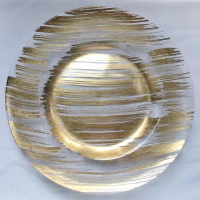 China Disposable Glass Charger Plates with Gold Rim 32cm Bulk Wedding for sale