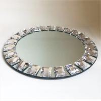 China Gold Rim Mirror Charger Plate with Diamond Rhinestones 15 Inch for Wedding Event for sale