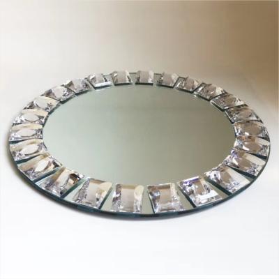 China Gold Rim Mirror Charger Plate with Diamond Rhinestones 15 Inch for Wedding Event for sale