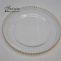 China 12 Inch Beaded Glass Charger Plate with Gold Trim for Wedding Events 32cm for sale