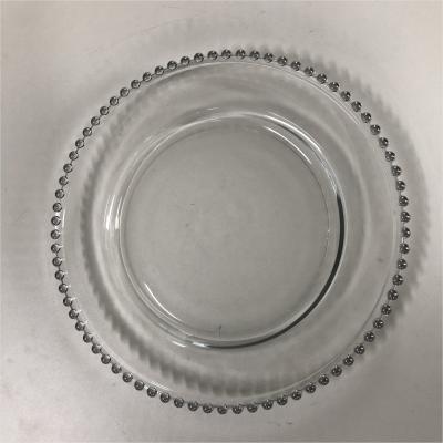 China Clear Glass Beaded Charger Plates for Weddings 32cm 27cm 21cm Gold Silver for sale